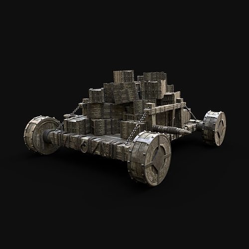 3D model WAGON CARGO CONVOY HEAVY MEDIEVAL TRANSPORTER VR / AR / low ...