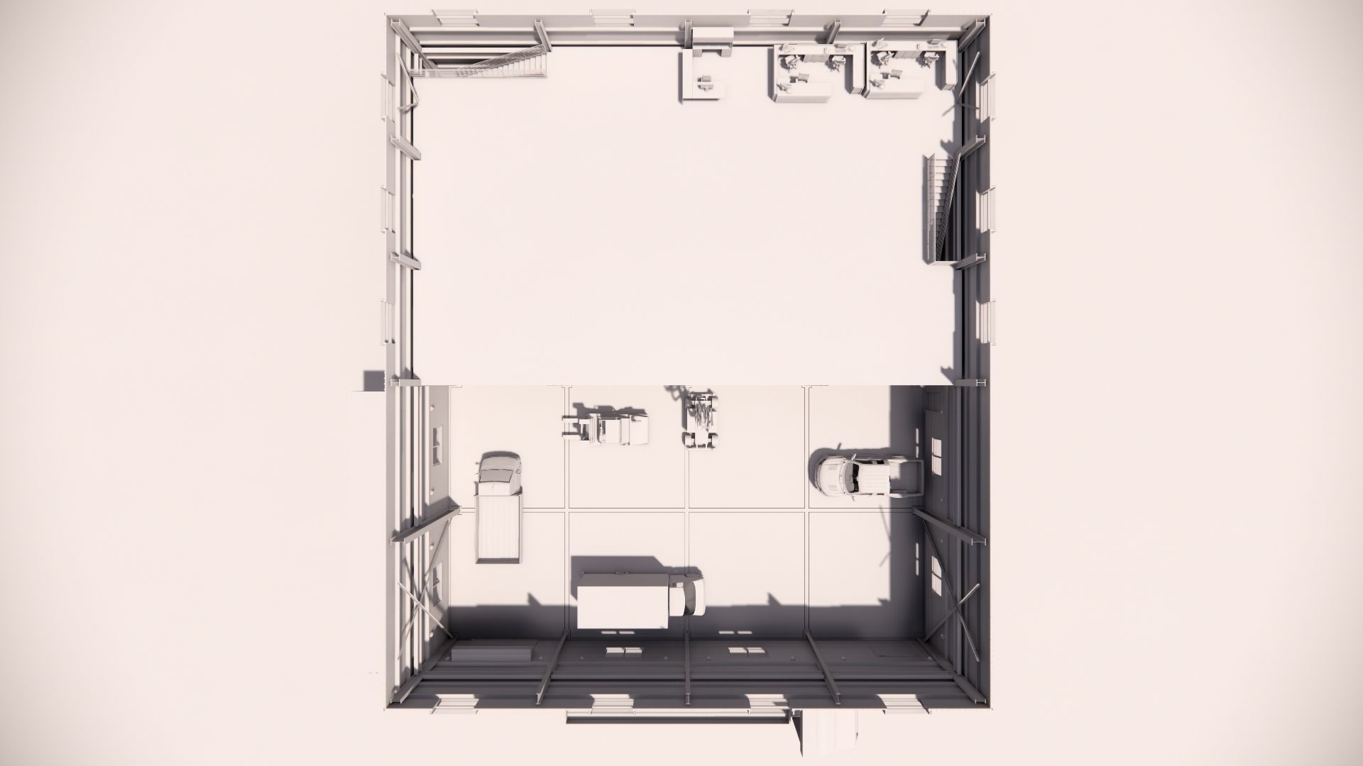 Warehouse G plus M steel structure in Revit 3D model | CGTrader