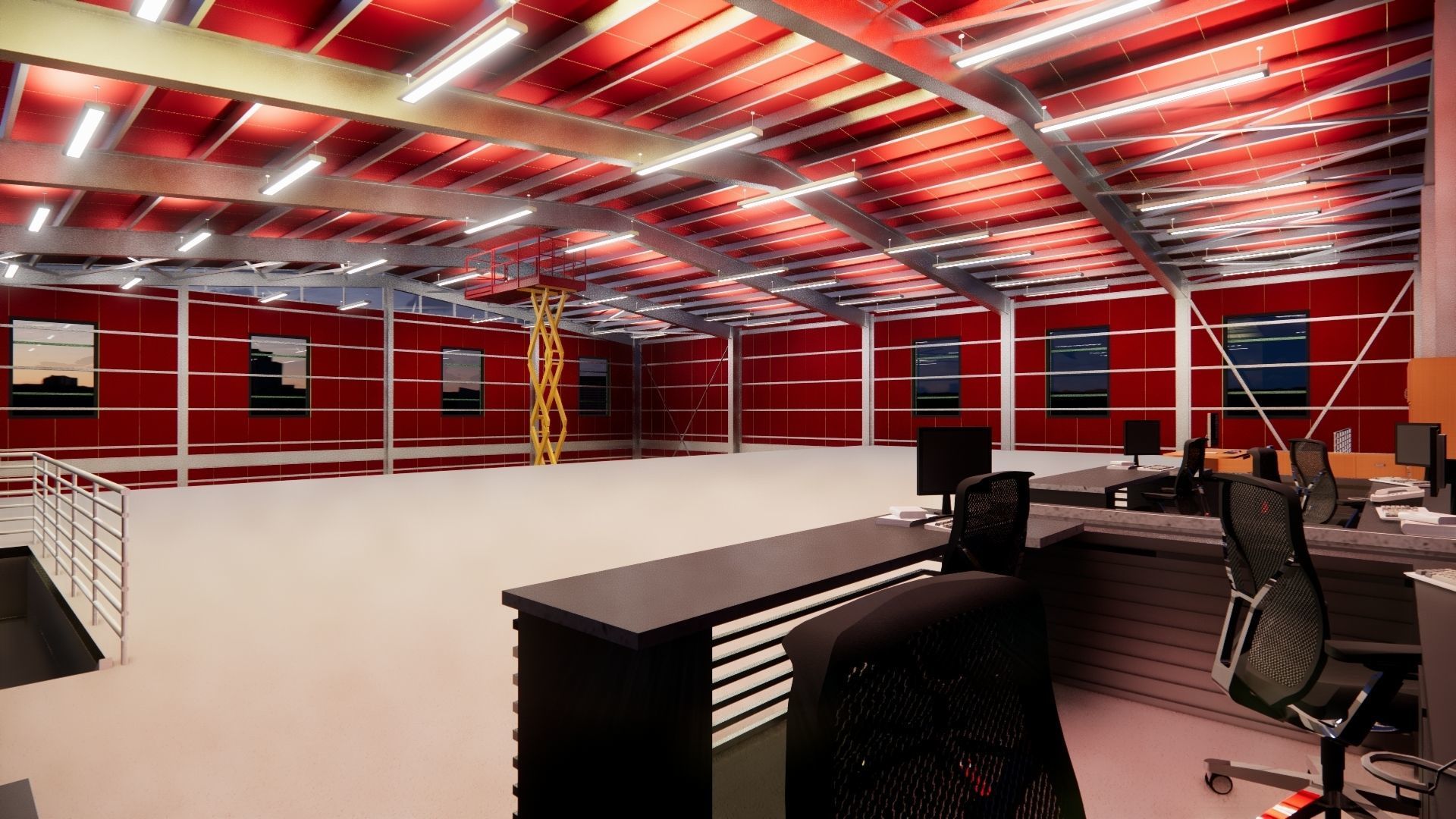 Warehouse G plus M steel structure in Revit 3D model | CGTrader