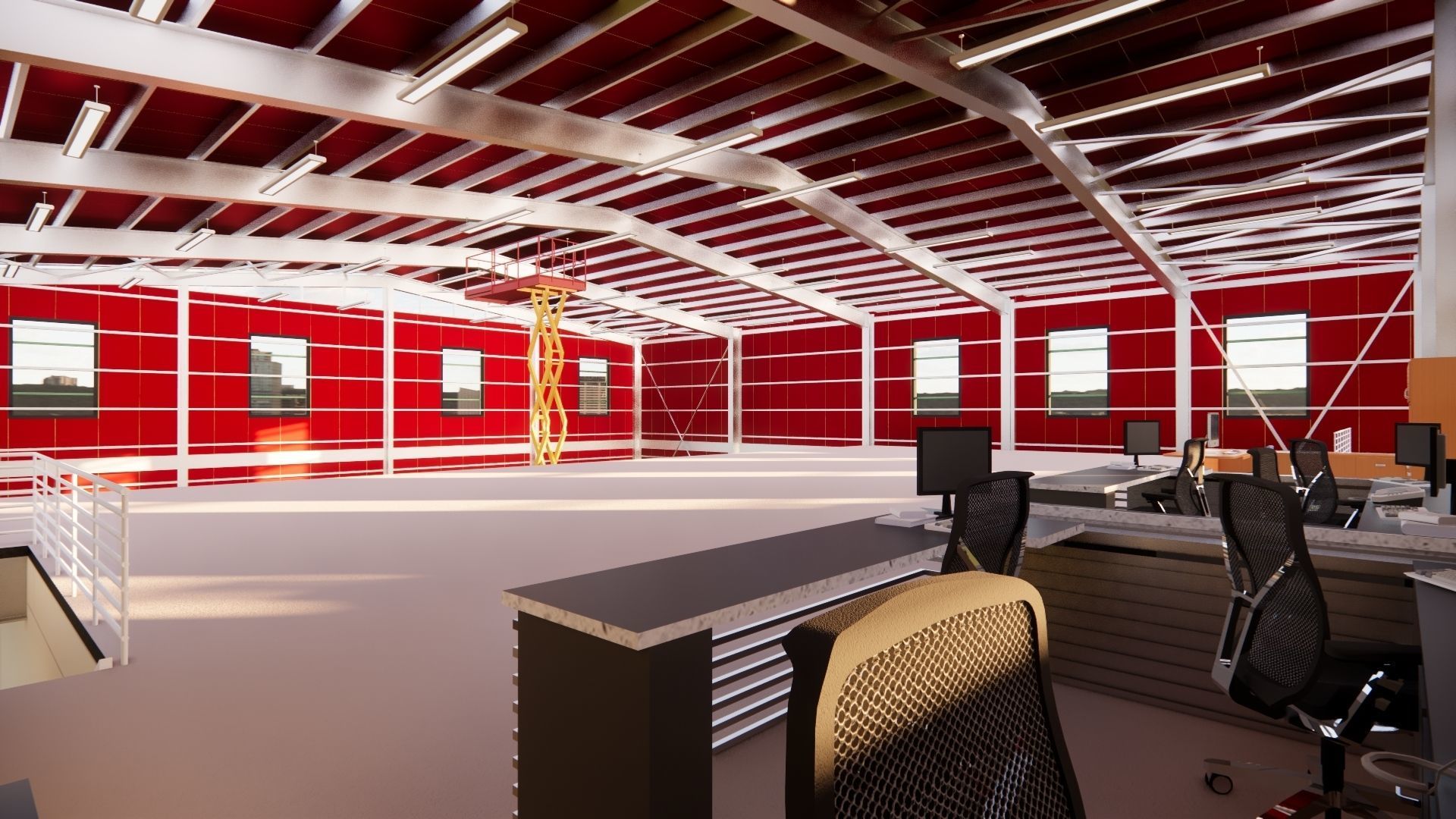 Warehouse G plus M steel structure in Revit 3D model | CGTrader