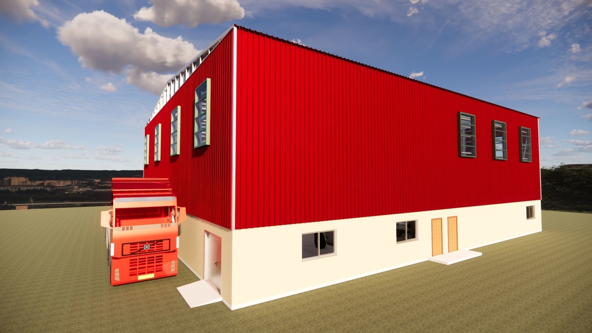 Warehouse G plus M steel structure in Revit 3D model | CGTrader
