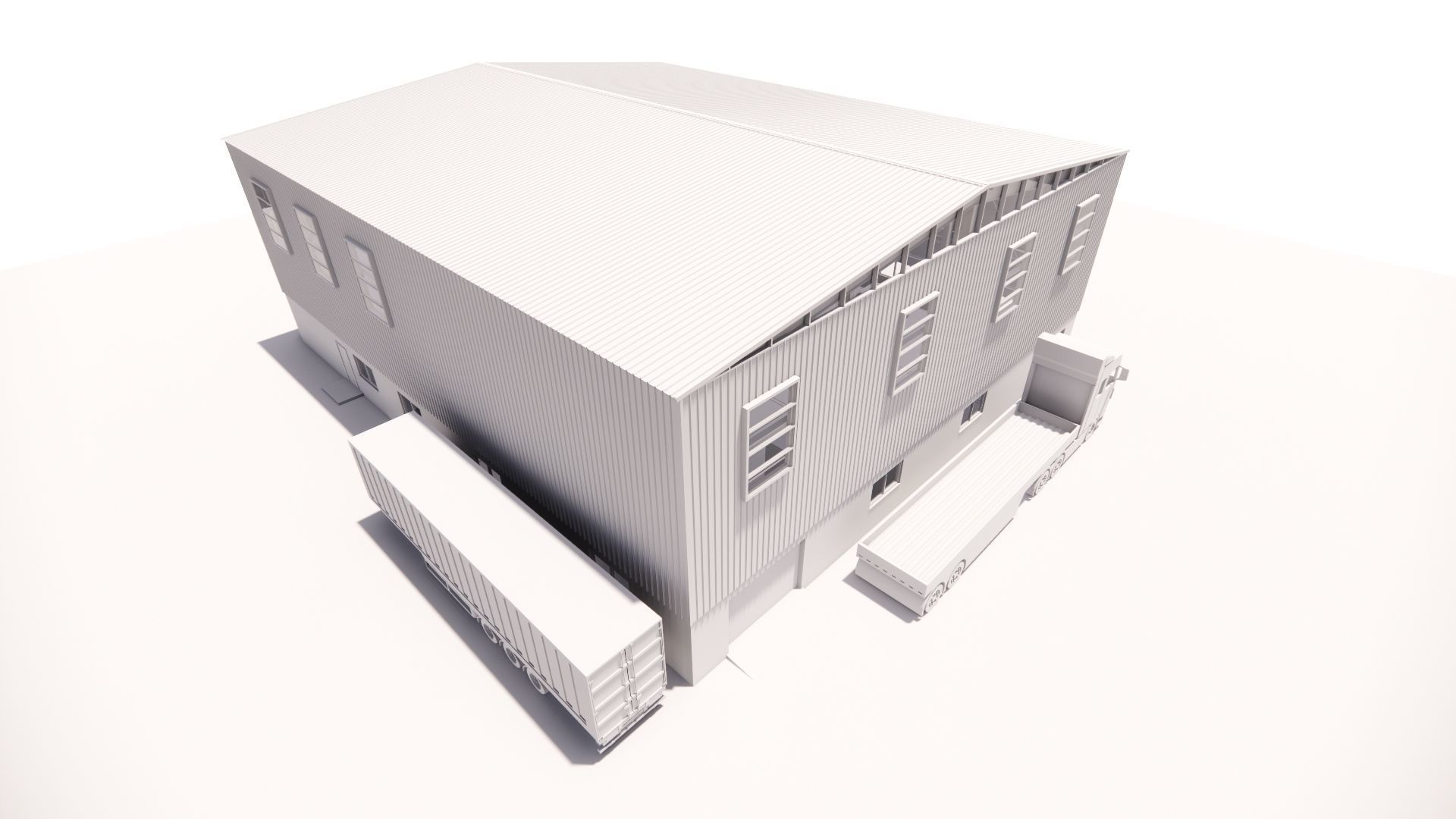 Warehouse G plus M steel structure in Revit 3D model | CGTrader