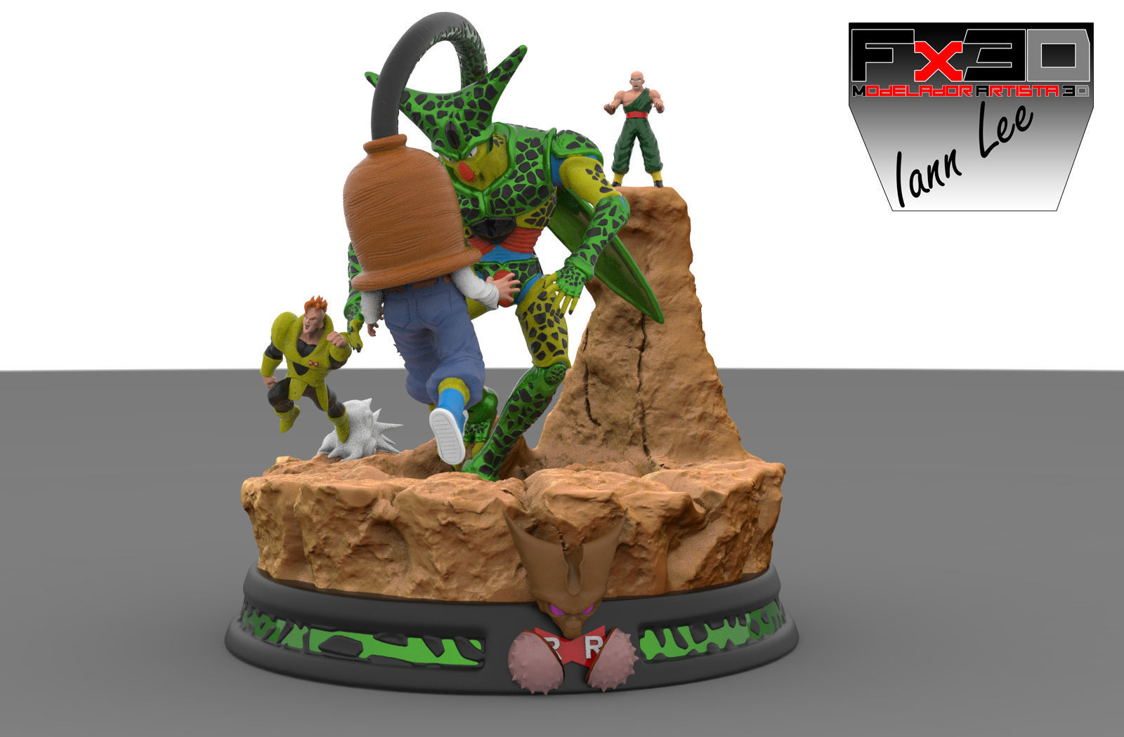 CELL VS ANDROIDE 17 Y 16 TENSHINHAN DRAGON BALL Z 3D PRINT MODEL 3D ...