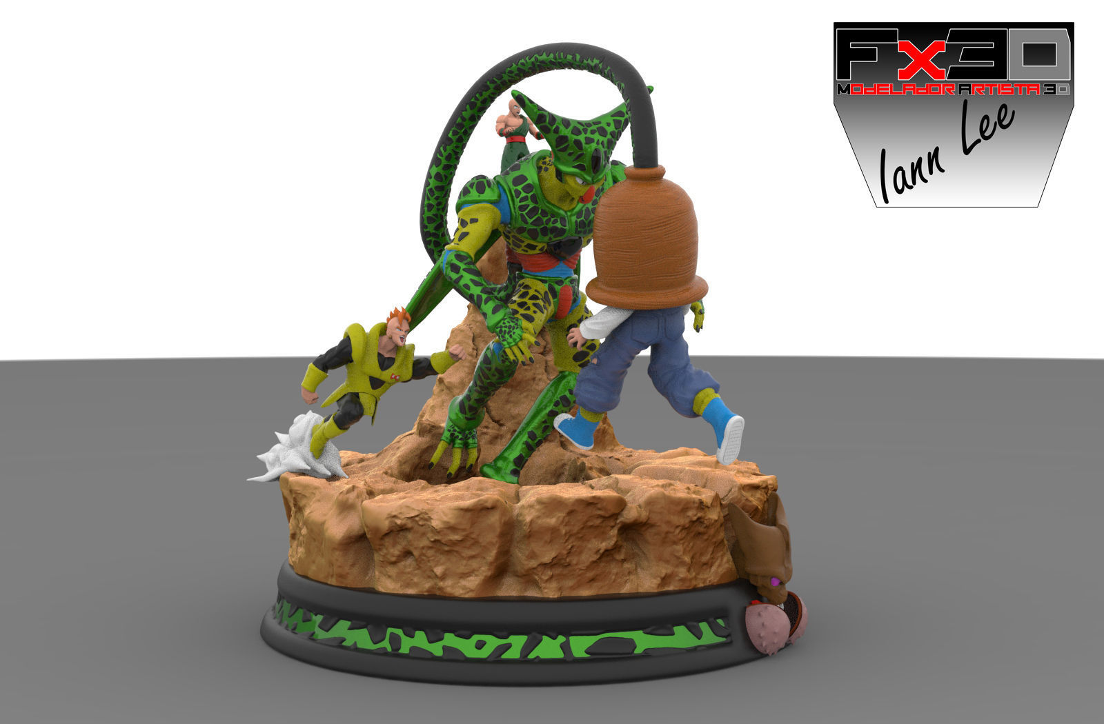 CELL VS ANDROIDE 17 Y 16 TENSHINHAN DRAGON BALL Z 3D PRINT MODEL 3D ...