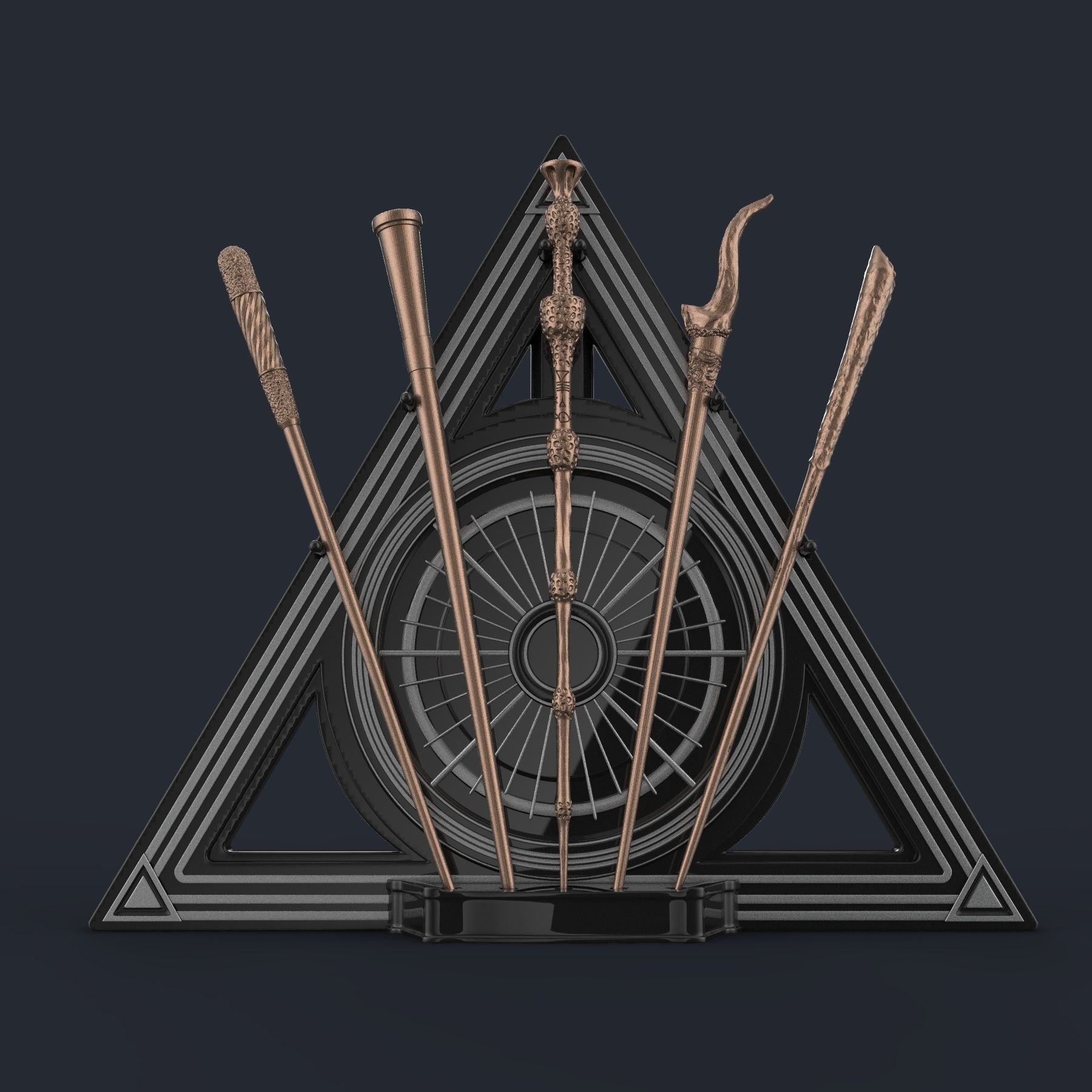 Fantastic Beasts Wands with Deathly Hallows Wand Display 3D model 3D ...