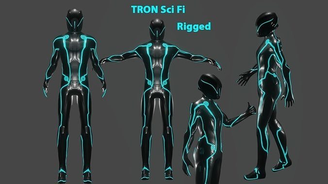 Tron Sci Fi Character 3D model rigged | CGTrader