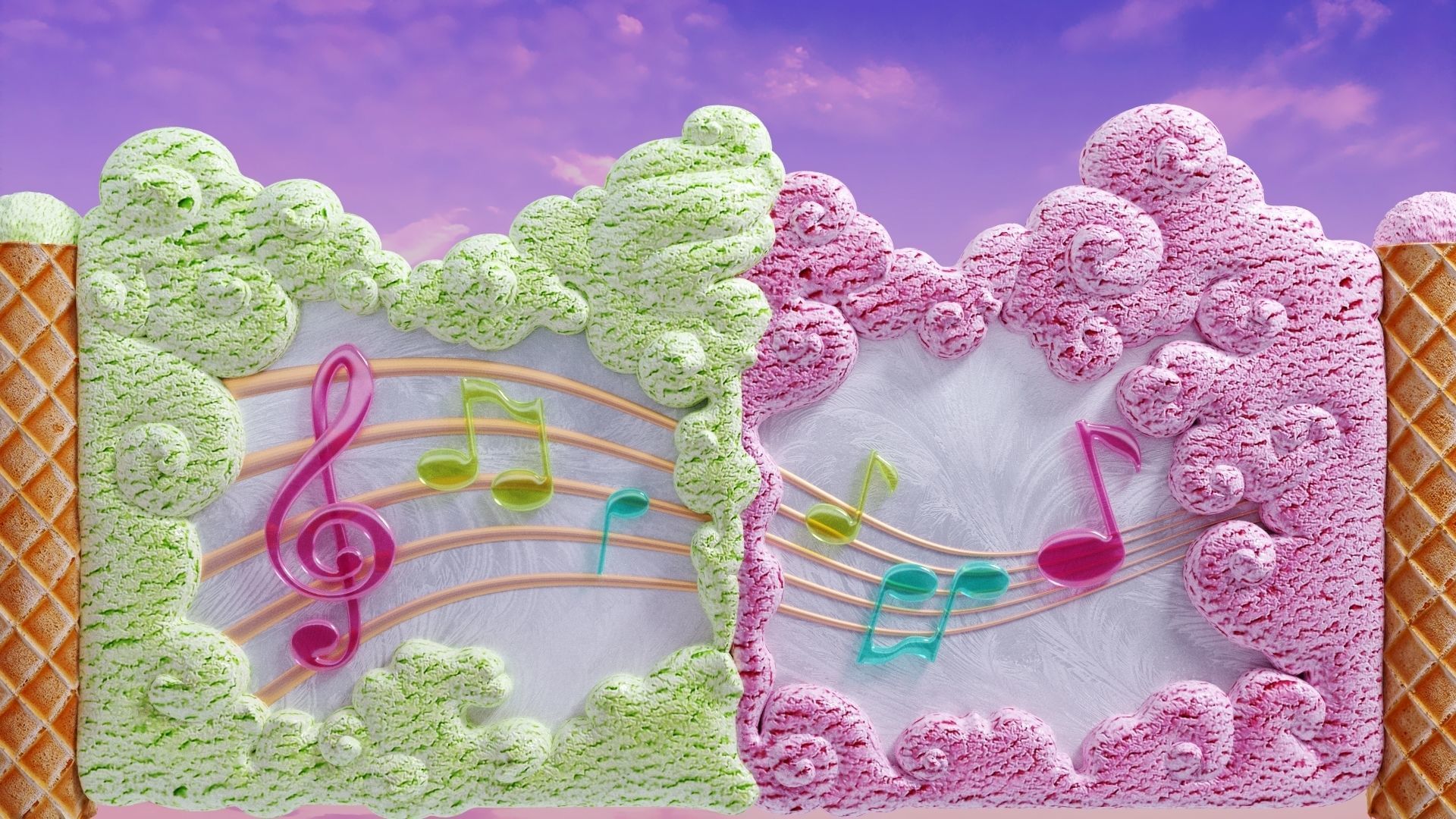 3D model Ice cream gates with musical notes Building from food world VR ...