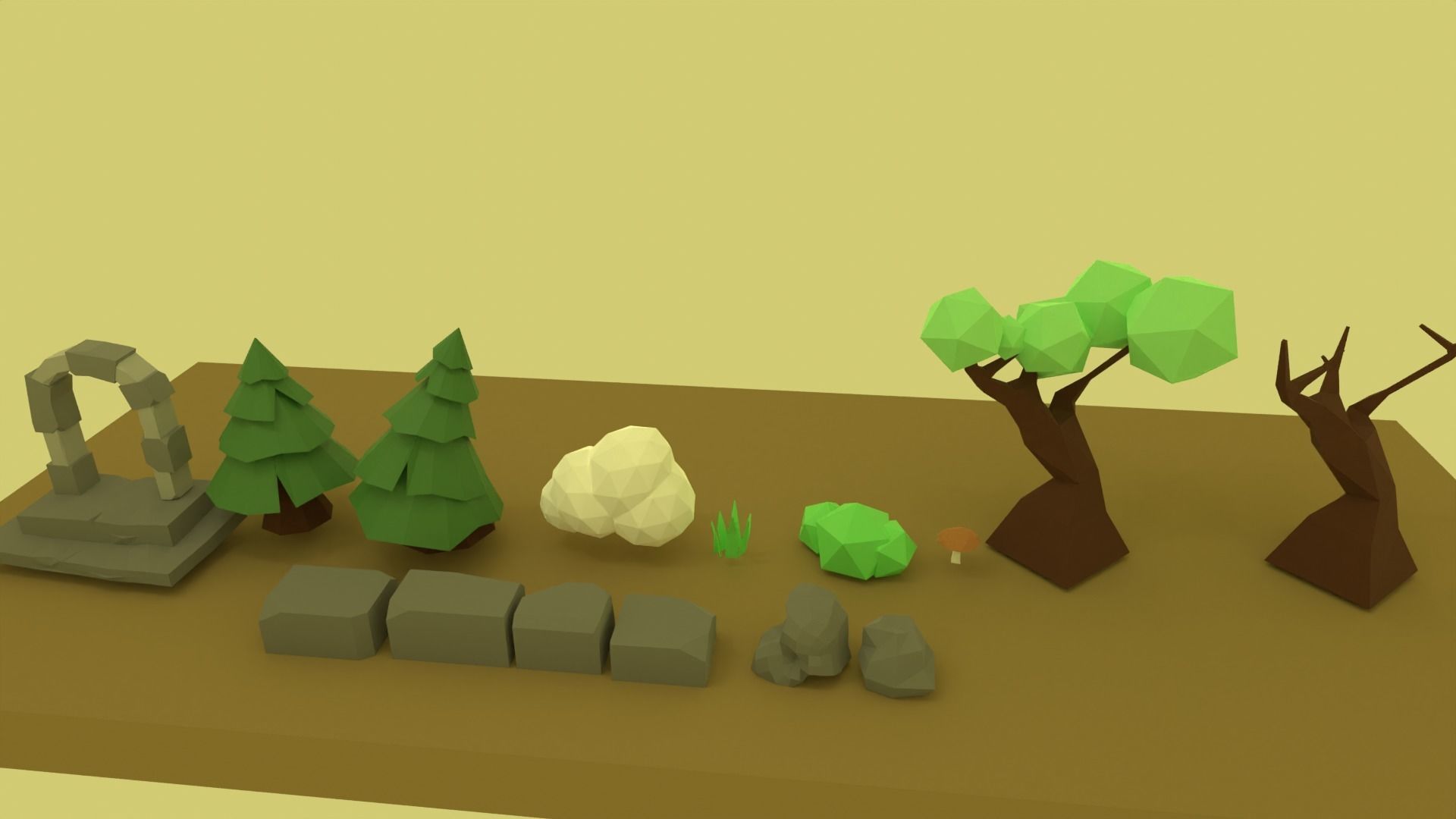 LowPoly Asset Pack free VR / AR / low-poly 3D model | CGTrader