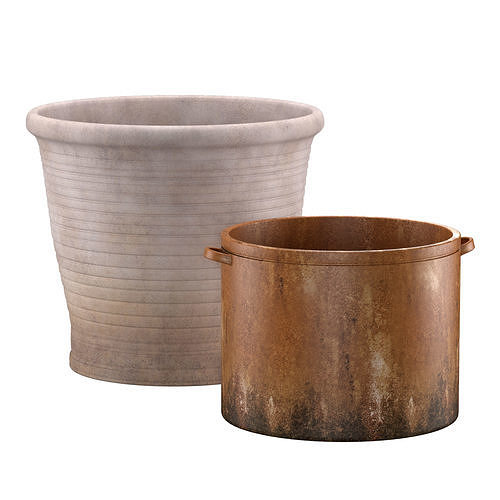 Pods set-2 two terracotta pots 3D model | CGTrader