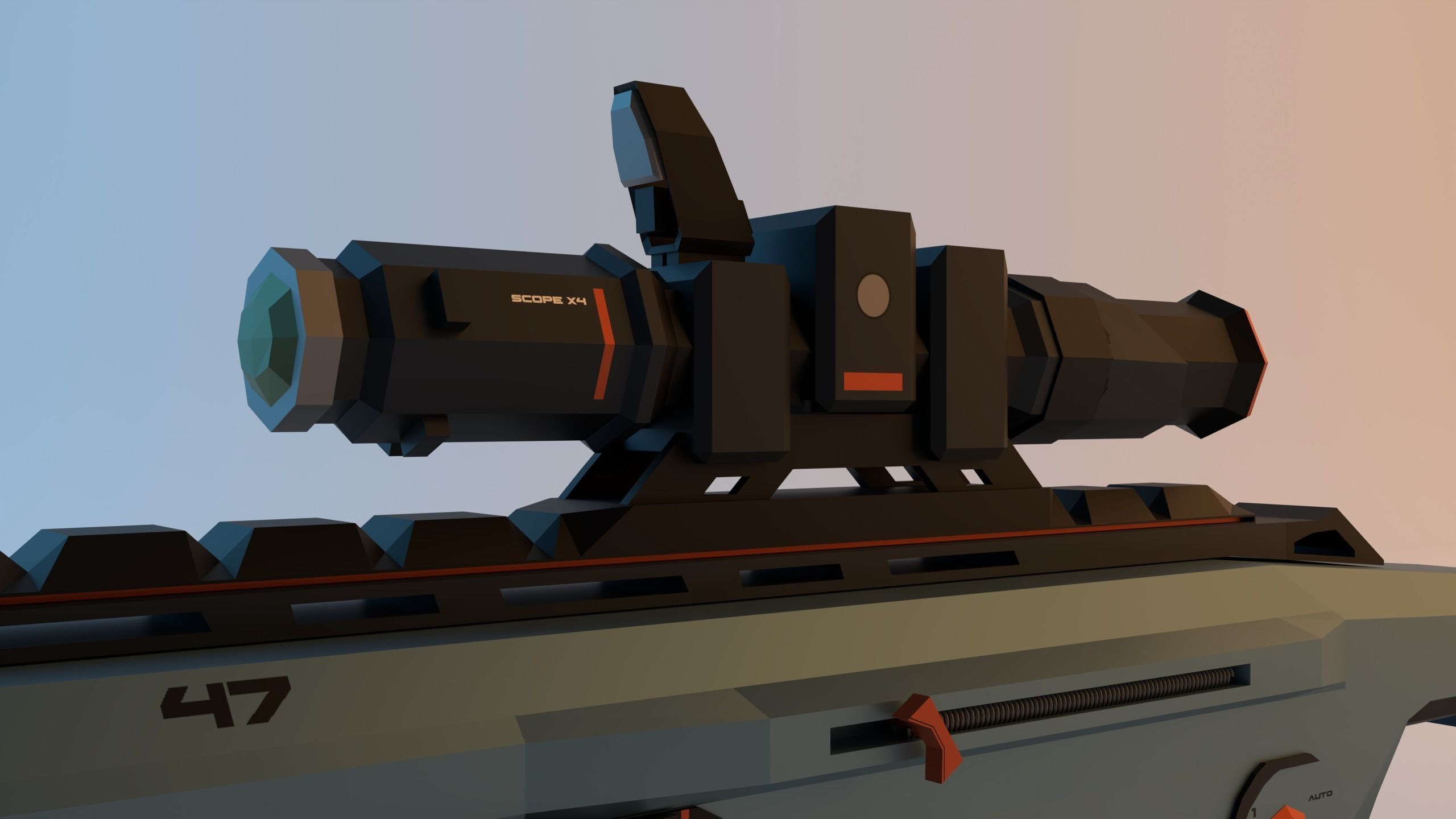 3D model HI-TECH Assault-rifle Low-Poly VR / AR / low-poly | CGTrader