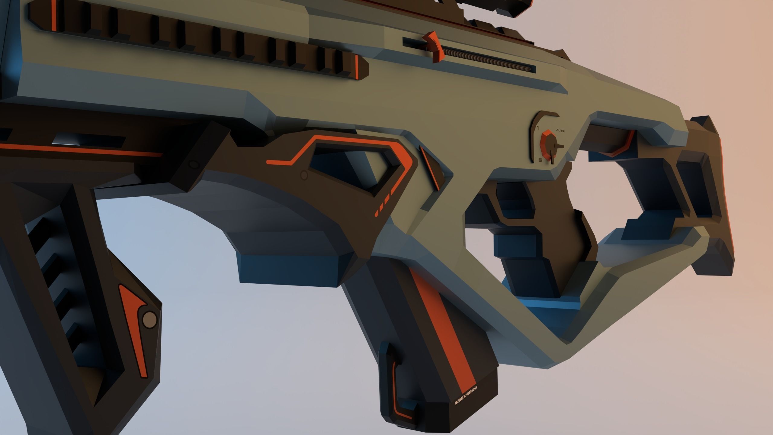 3D model HI-TECH Assault-rifle Low-Poly VR / AR / low-poly | CGTrader
