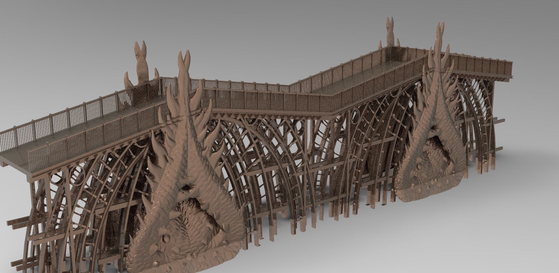 Dark Epic Fantasy bridge Dragon version 1 3D model | CGTrader