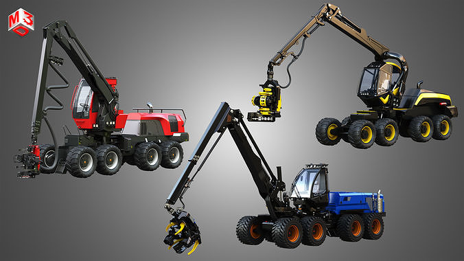 Forestry Harvesters - Tree Cutters - 3 in 1 Package 3D Model Collection ...