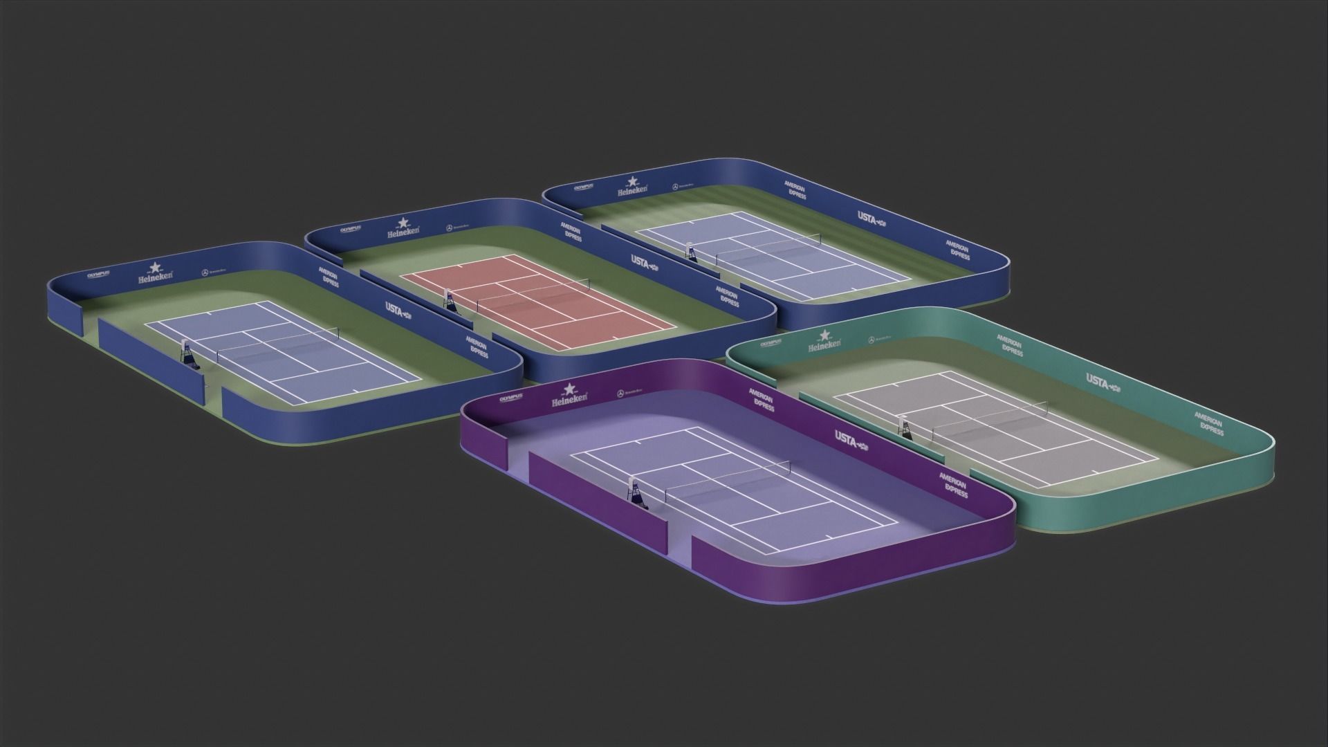 3D model Tennis Court Low poly VR / AR / low-poly | CGTrader