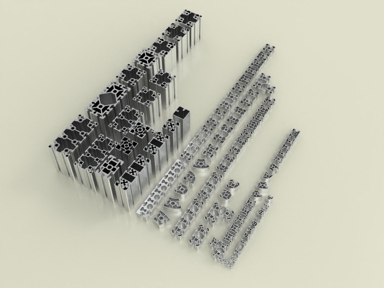 Summary of aluminum profile section models 3D model | CGTrader
