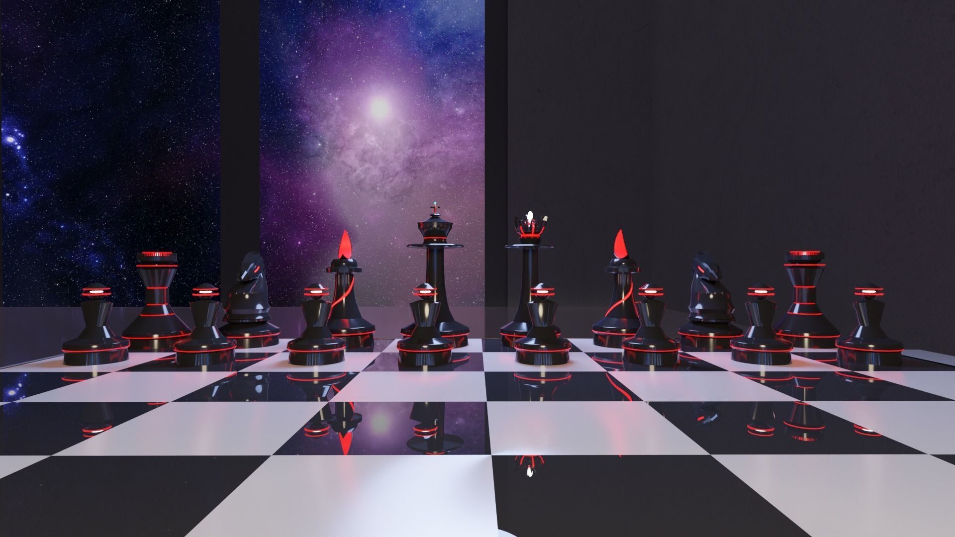 Luminous Futuristic Chess - Full Bundle - High Poly 3D model | CGTrader