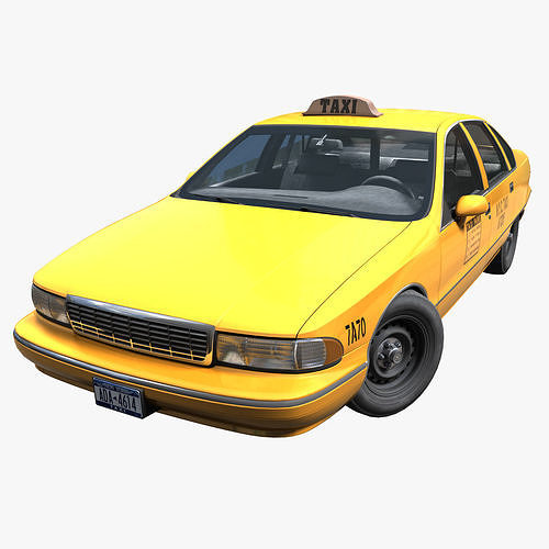 3D model Yellow taxi sedan VR / AR / low-poly | CGTrader