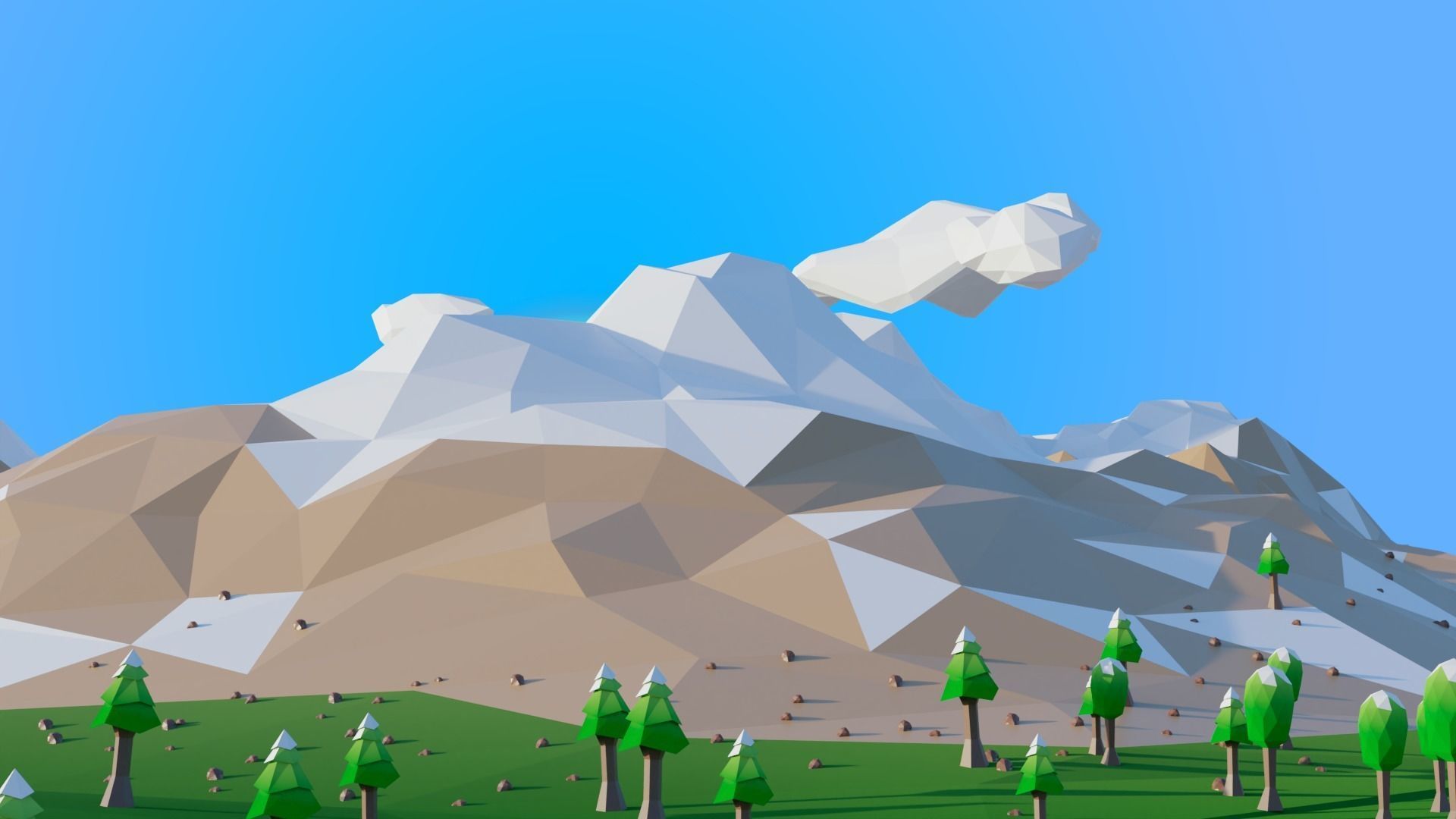 Cartoon low poly mountains pack Low-poly 3D model 3D model | CGTrader
