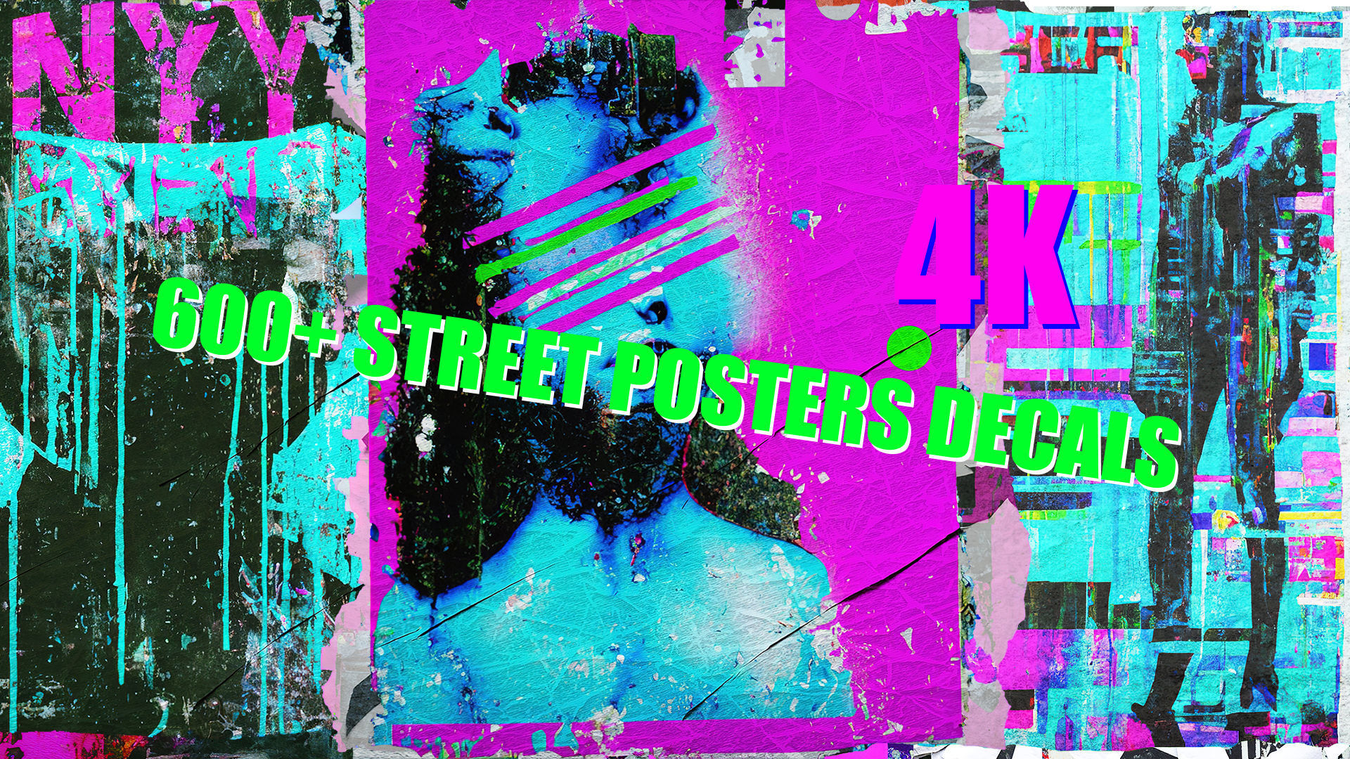 600 plus Street Posters Decals 3D model | CGTrader