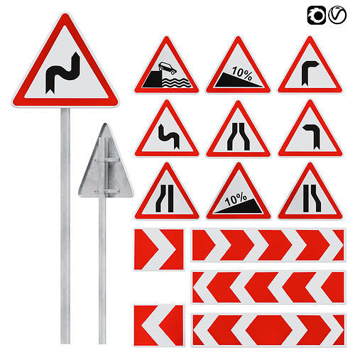 Warning signs set 1 3D model | CGTrader