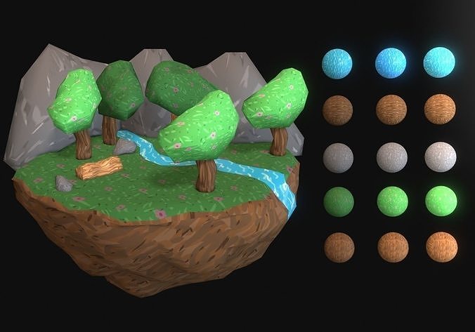 Texture landscape island with 15 textures pack VR / AR / low-poly ...