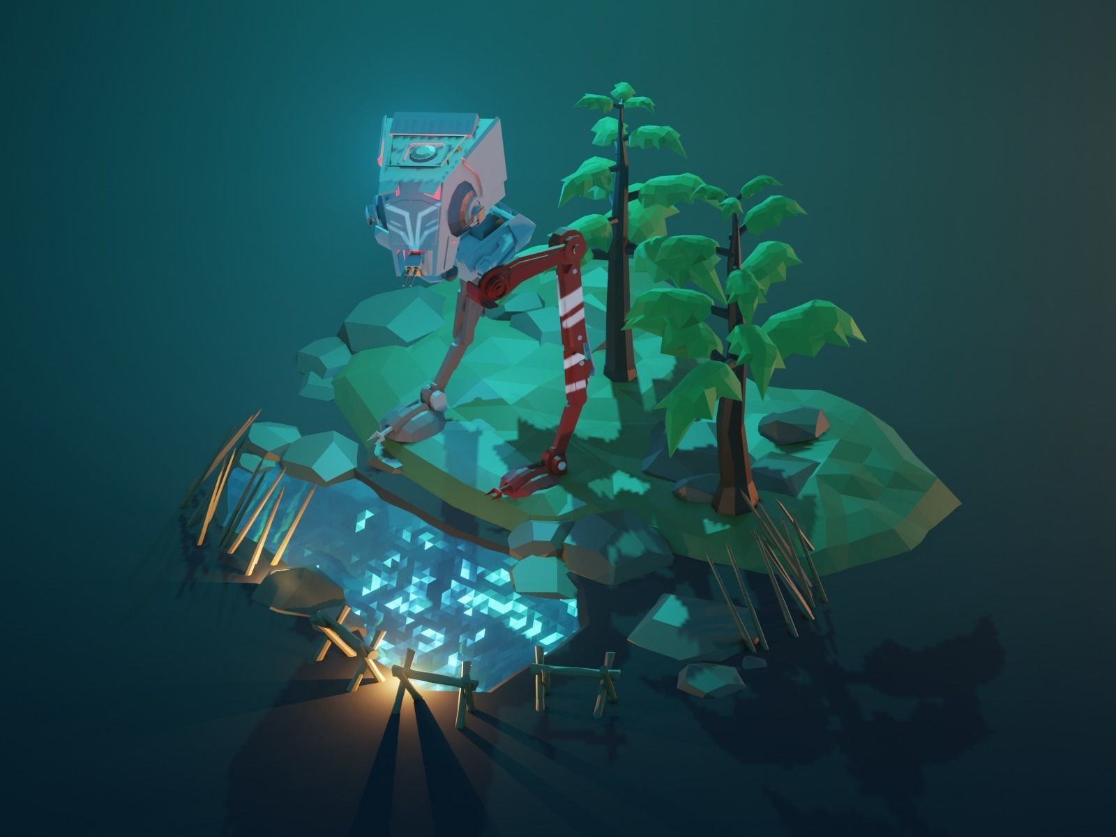 3D model star- war low poly model render in blender VR / AR / low-poly ...