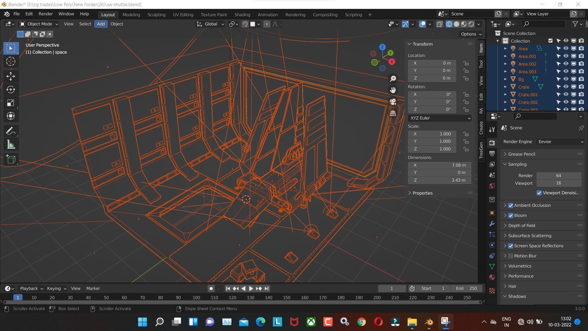 3D model star war-shuttle low poly model render in blender VR / AR ...