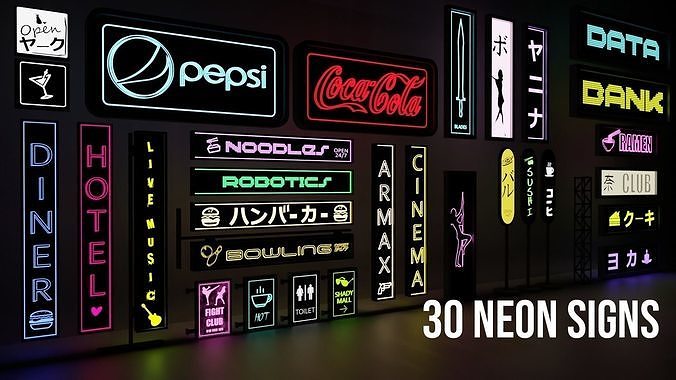 3D model 30 Neon Signs VR / AR / low-poly | CGTrader