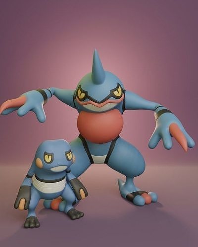 Pokemon - Croagunk and Toxicroak 3D model 3D printable | CGTrader