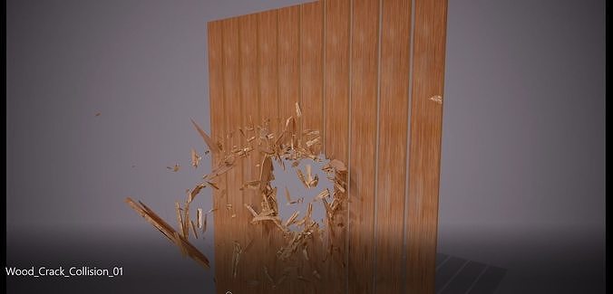 3D model WoodCrackCollision01 piece of wood being thrown into air VR ...
