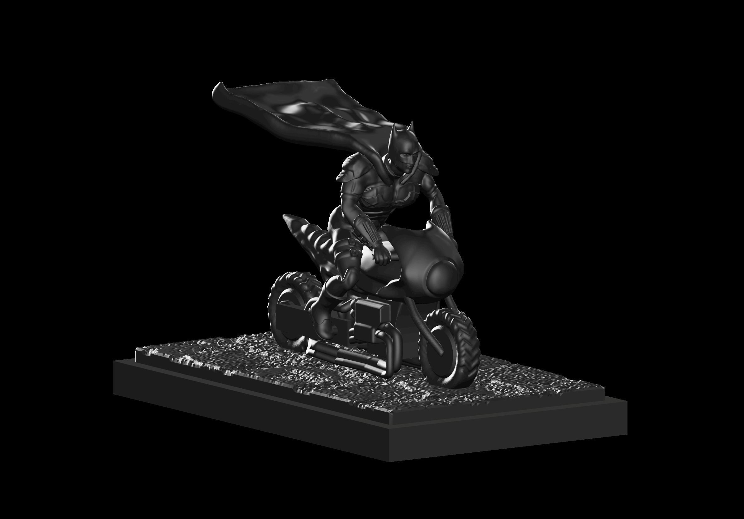 THE BATMAN BATCYCLE STATUE ROBERT PATTINSON BATMAN FAN ART 3D model 3D ...
