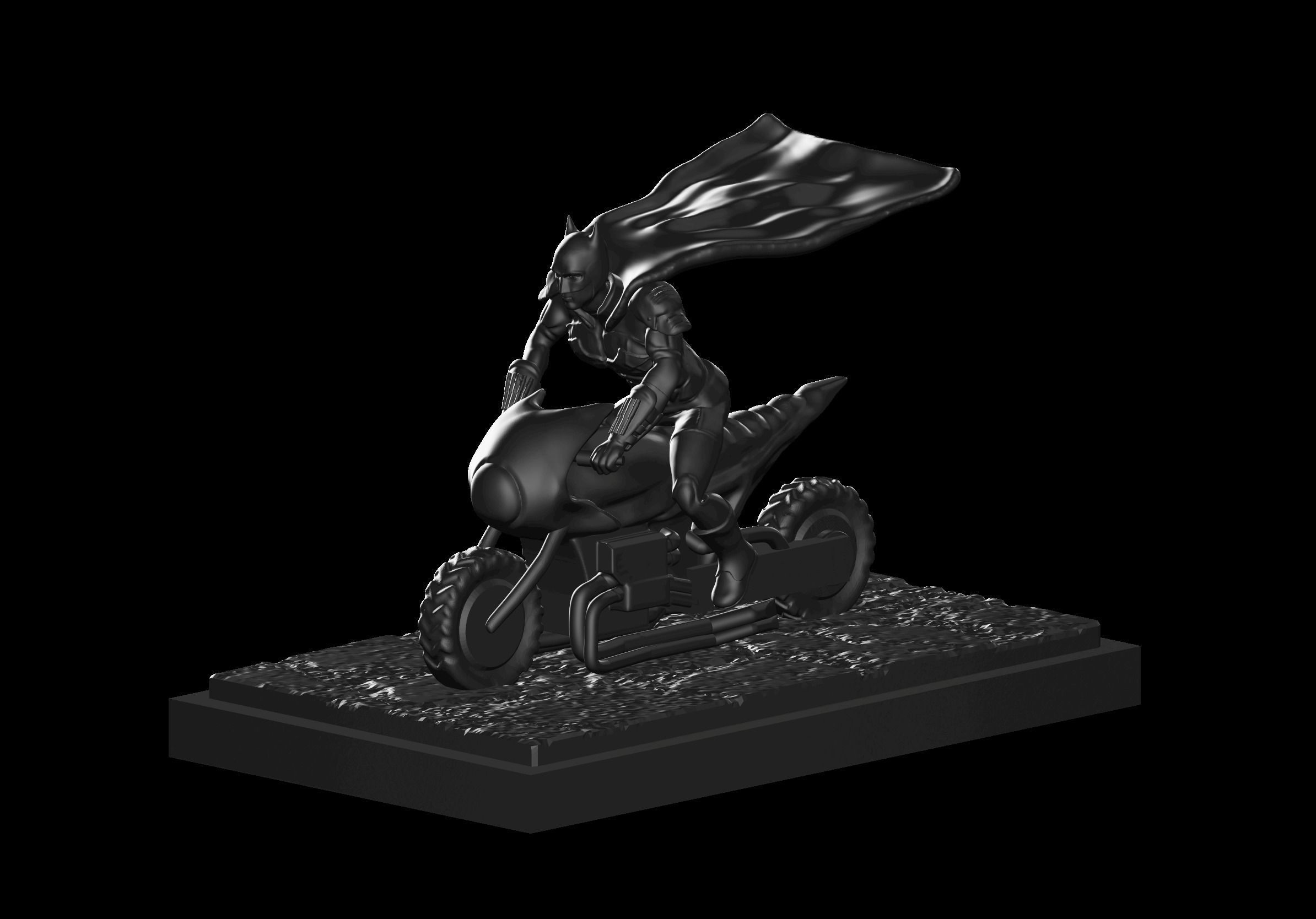 THE BATMAN BATCYCLE STATUE ROBERT PATTINSON BATMAN FAN ART 3D model 3D ...