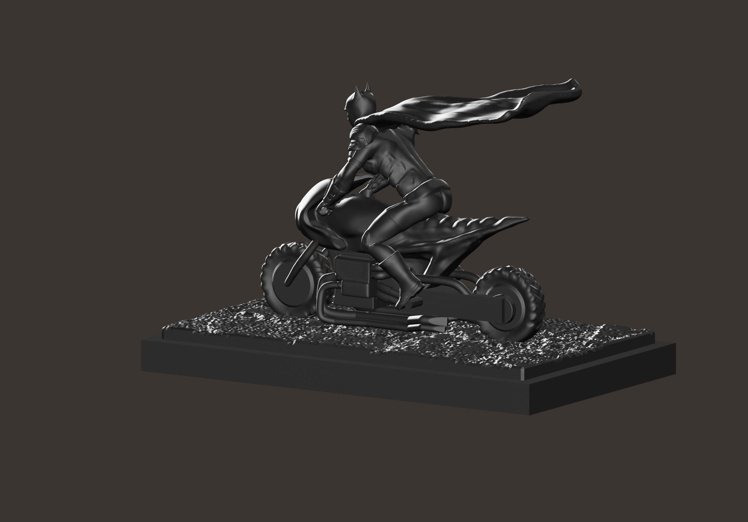 THE BATMAN BATCYCLE STATUE ROBERT PATTINSON BATMAN FAN ART 3D model 3D ...