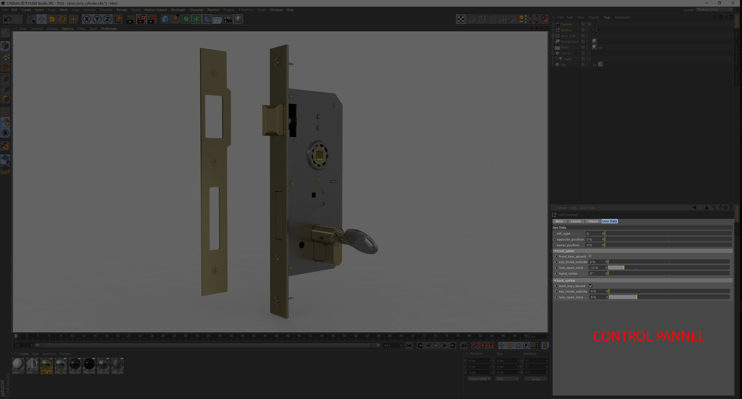 Door Lock with Cylinder 3D model animated rigged | CGTrader