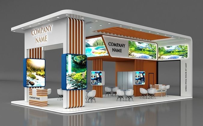 Booth Exhibition Stand Stall 13x7m Height 500 cm 4 Side Open 3D model ...