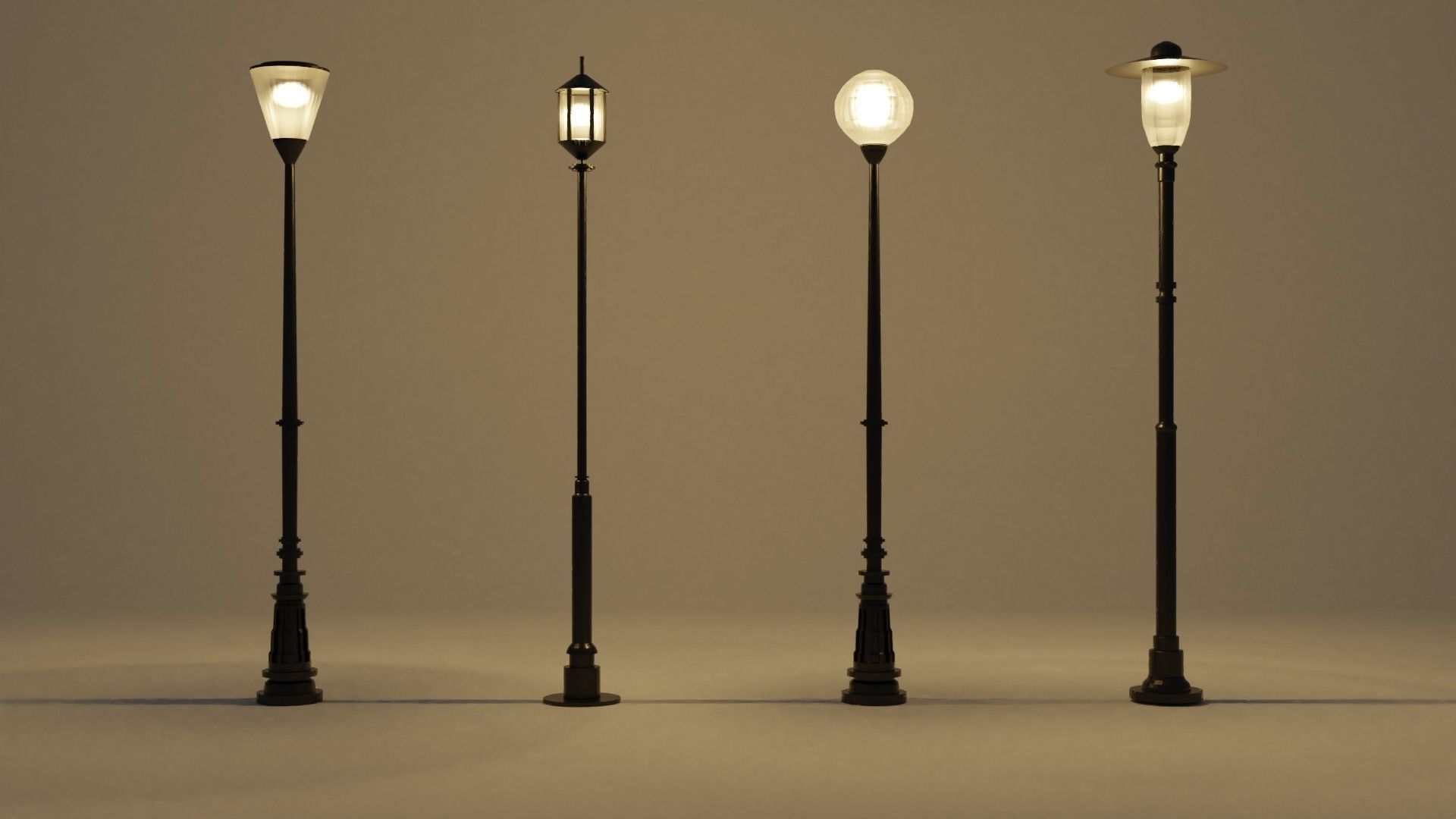 3D model single straight-head street lamp VR / AR / low-poly | CGTrader