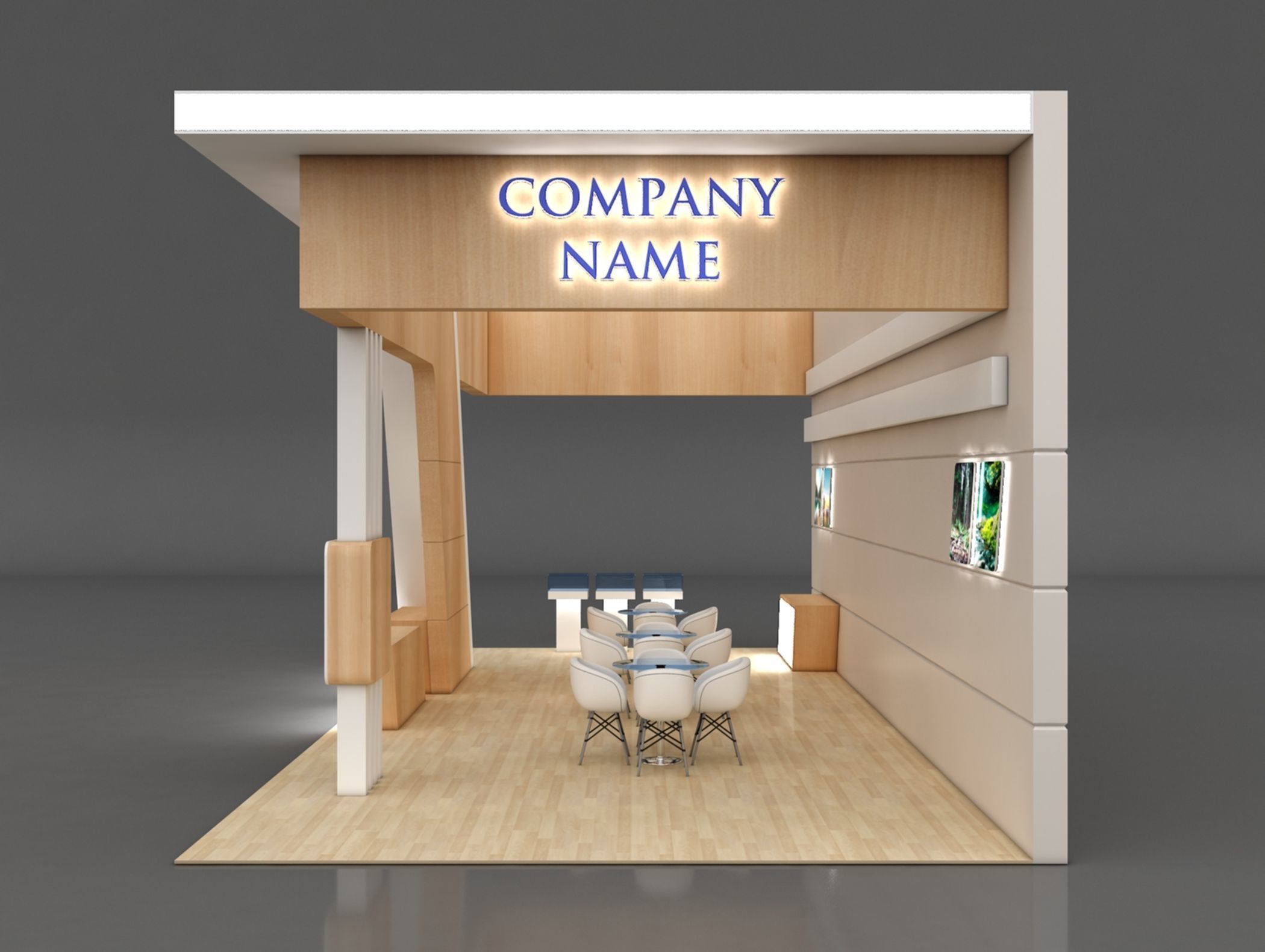 Booth Exhibition Stand Stall 11x7m Height 450 cm 3 Side Open 3D model ...