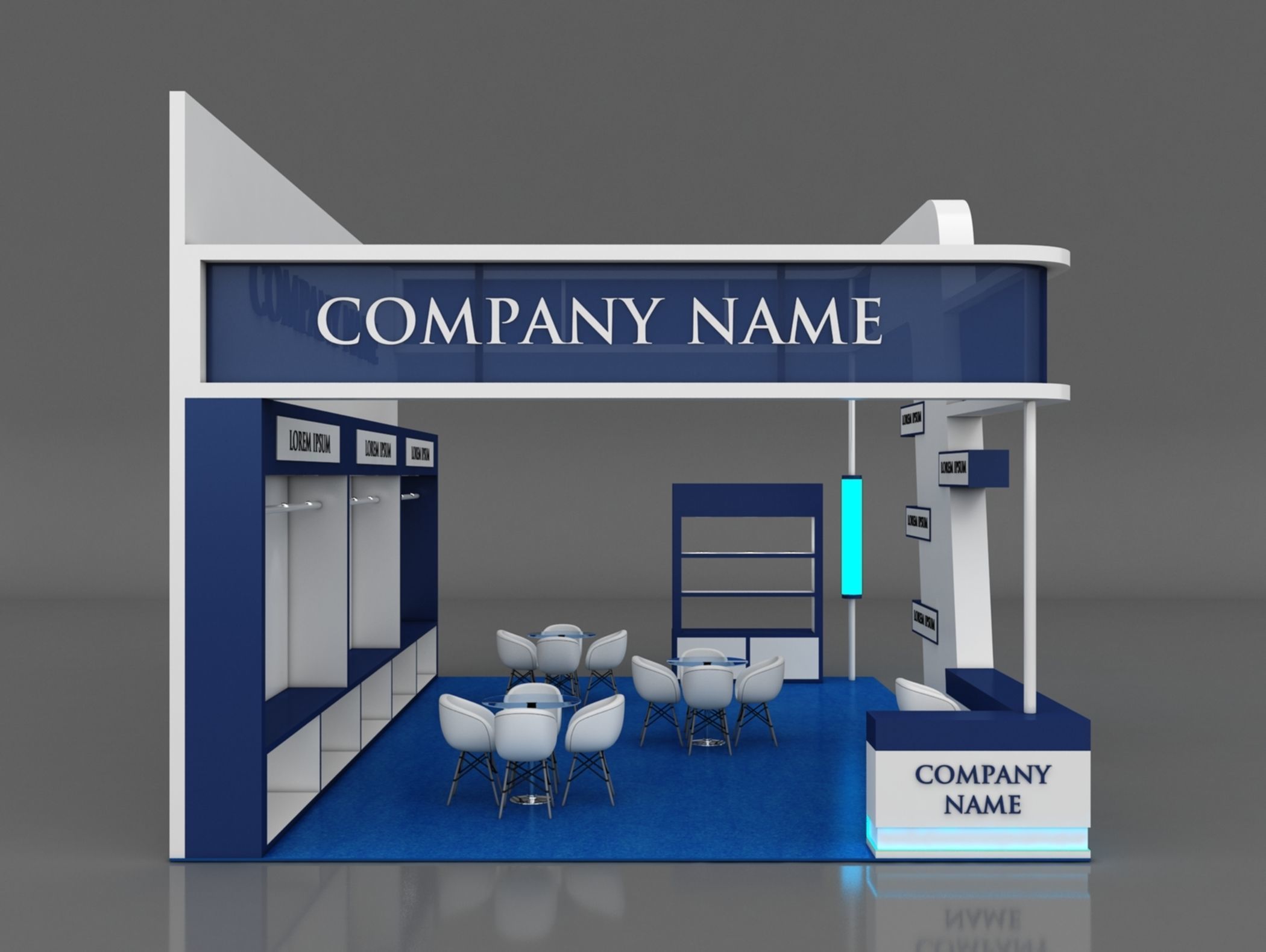 Booth Exhibition Stand Stall 9x6m Height 500 cm 3 Side Open 3D model ...