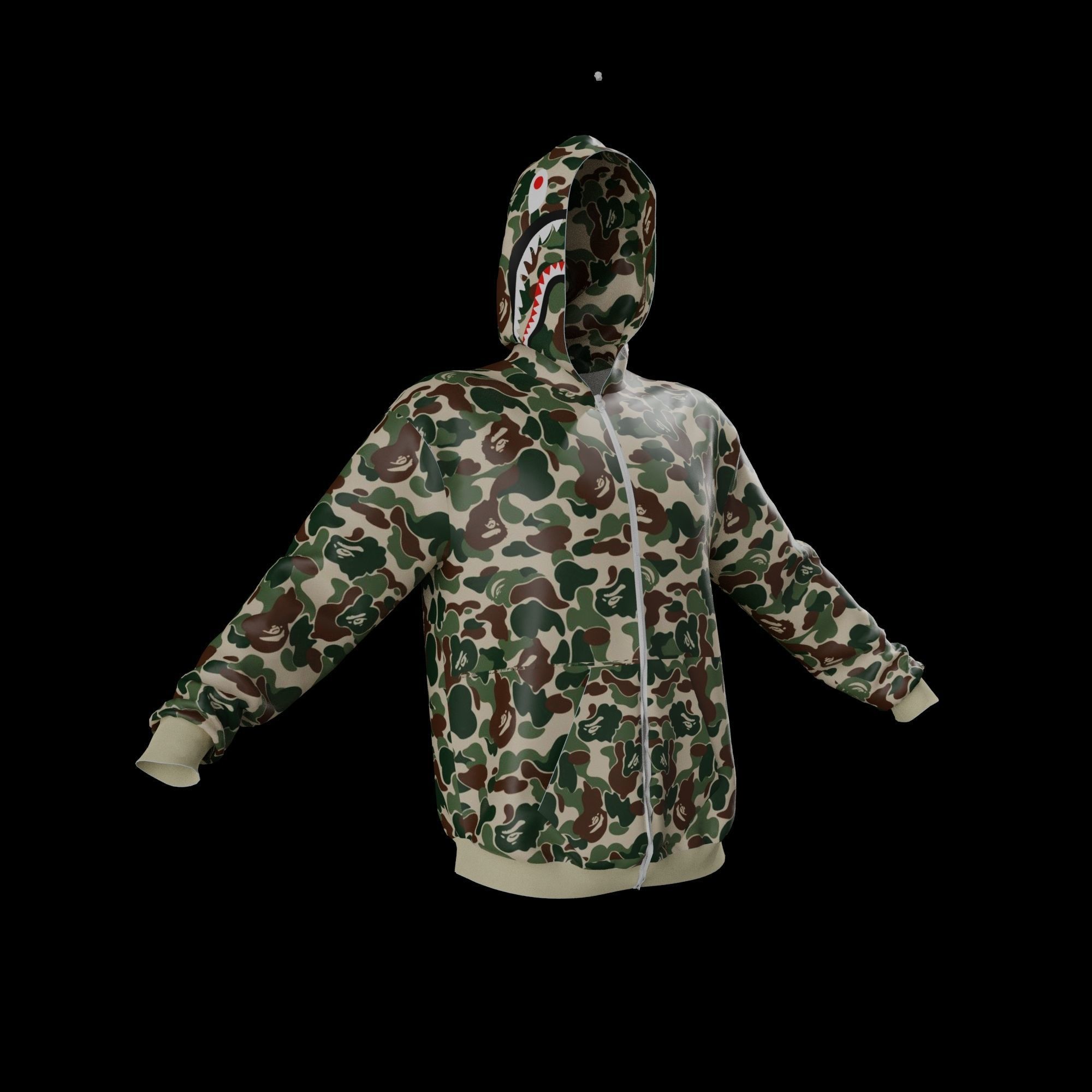 Bape hoodie 3D model | CGTrader