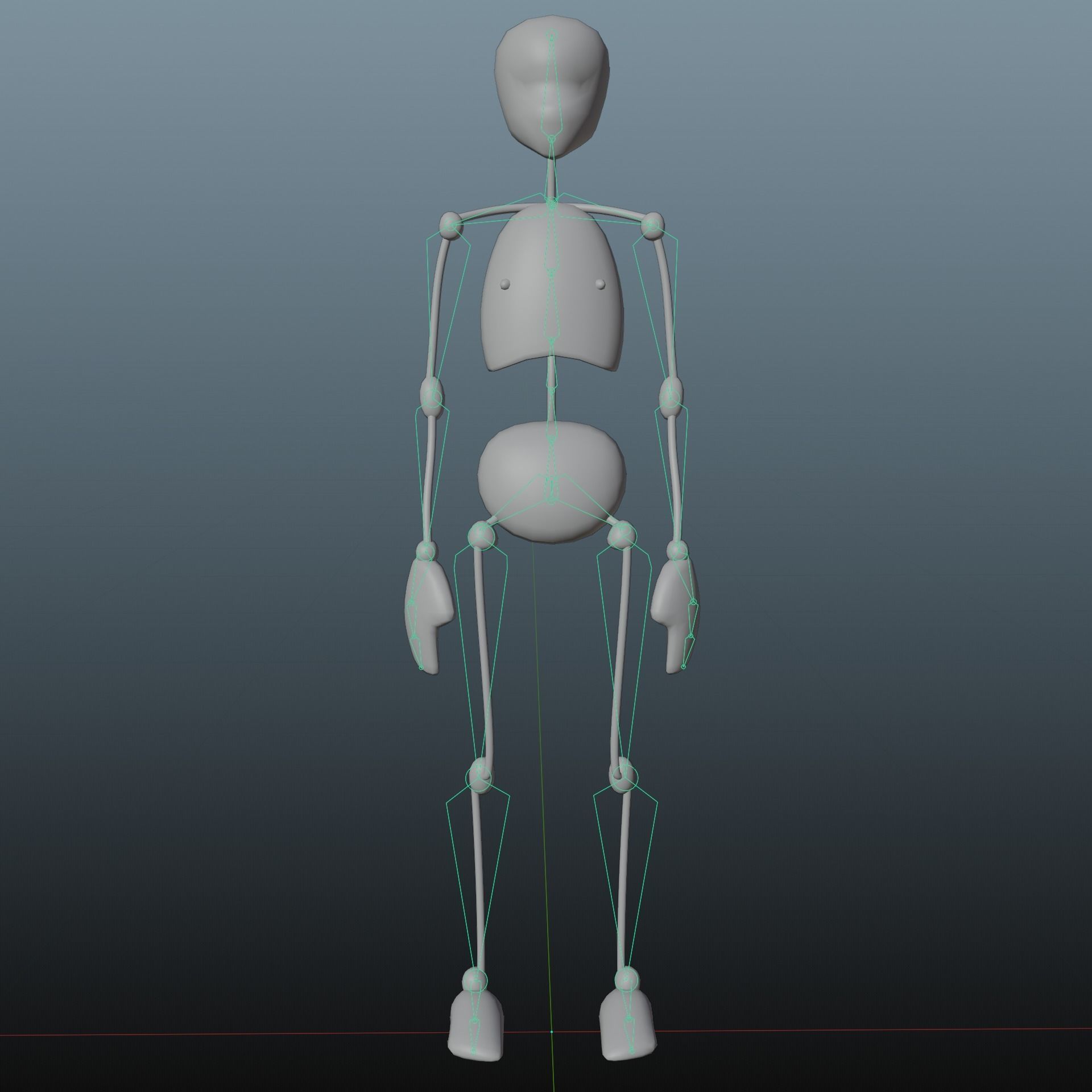 stick human base model 3D model rigged | CGTrader