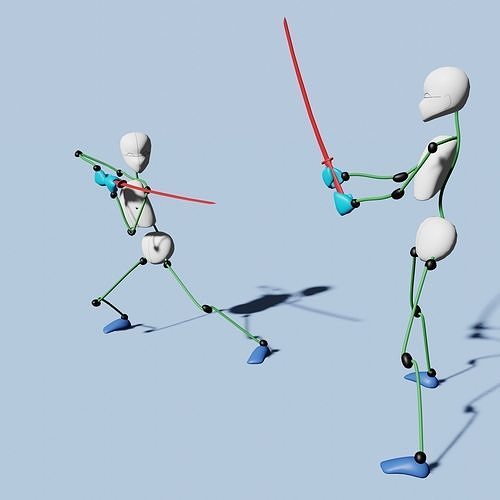 stick human base model 3D model rigged | CGTrader