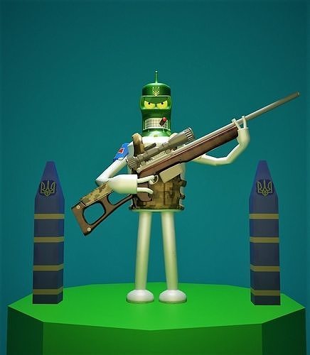 3D model Bender Help for Ukraine low poly character model Futurama VR ...