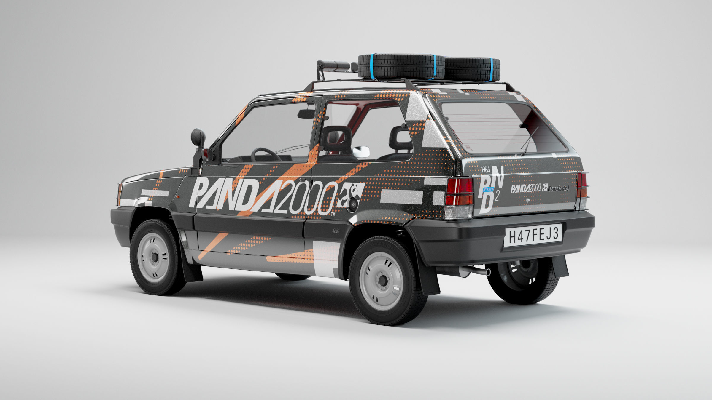 Fiat Panda 4x4 rally 3D model rigged | CGTrader