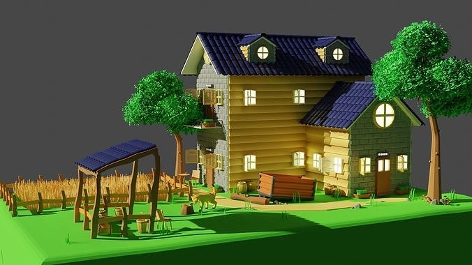Farm Scene free VR / AR / low-poly 3D model rigged | CGTrader