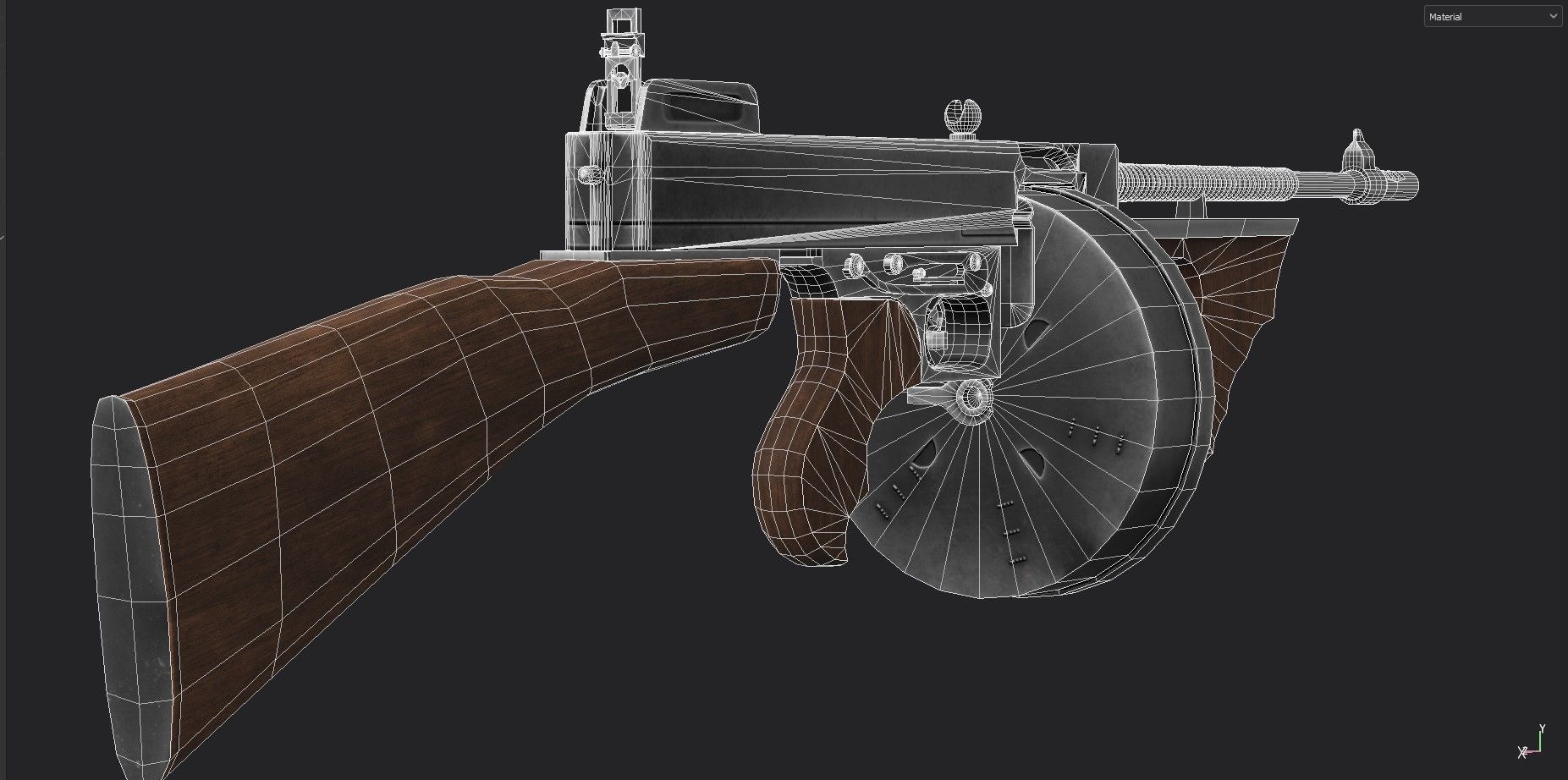 3D model Tommy gun Thompson Submachine Gun Caliber 45 VR / AR / low ...