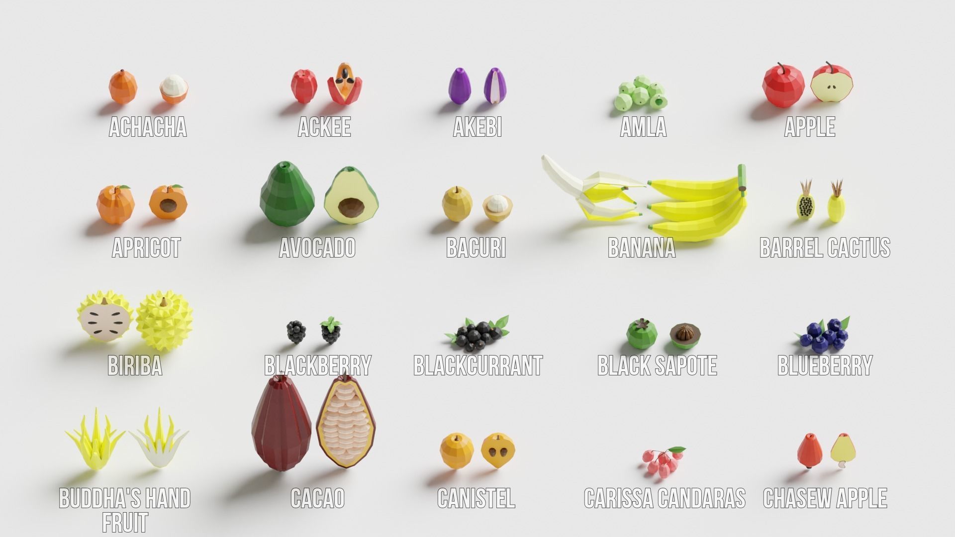 3D model Fruits Pack Collection VR / AR / low-poly | CGTrader