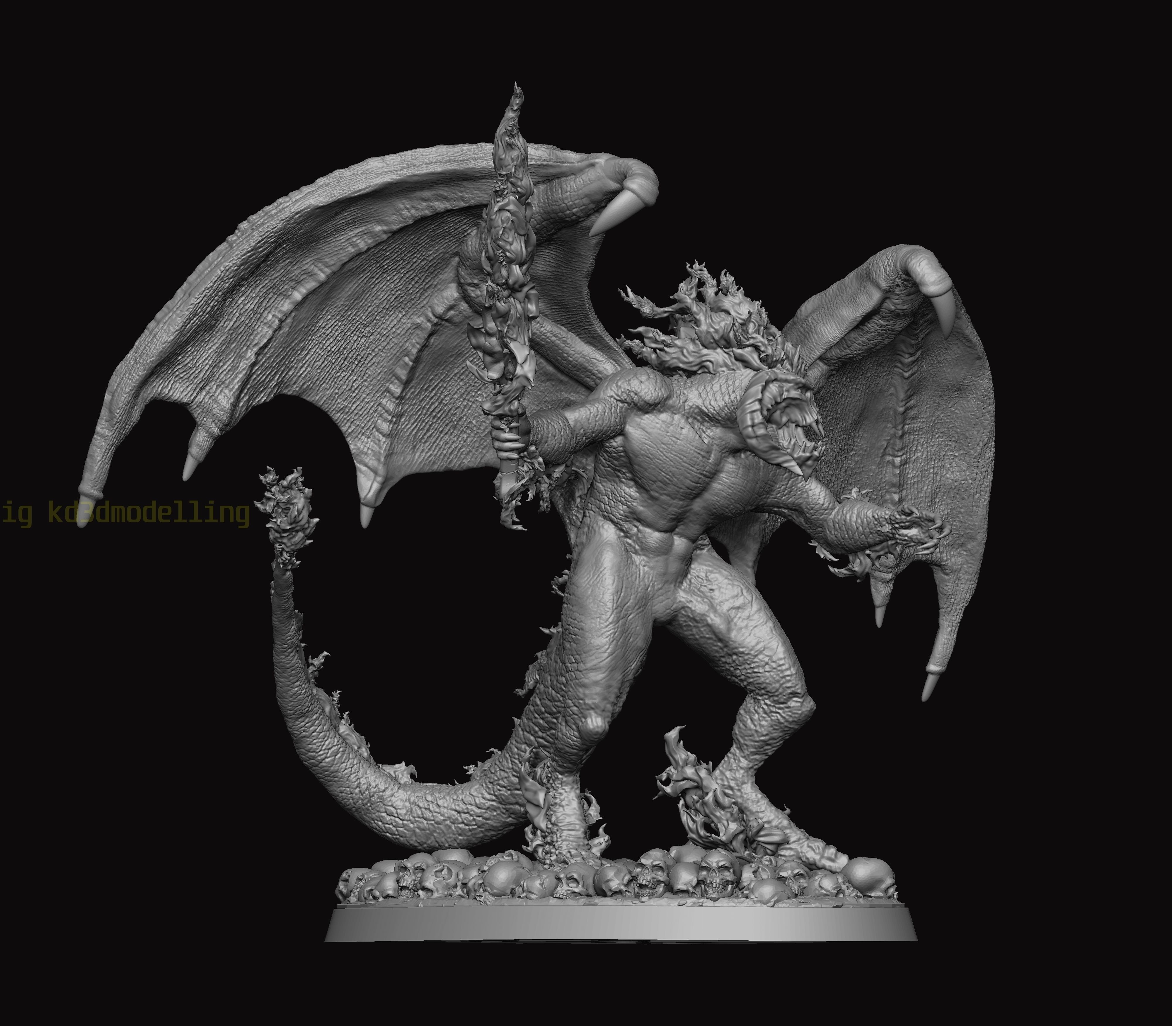 Balrog Hell Fire 3D model 3D printable | CGTrader