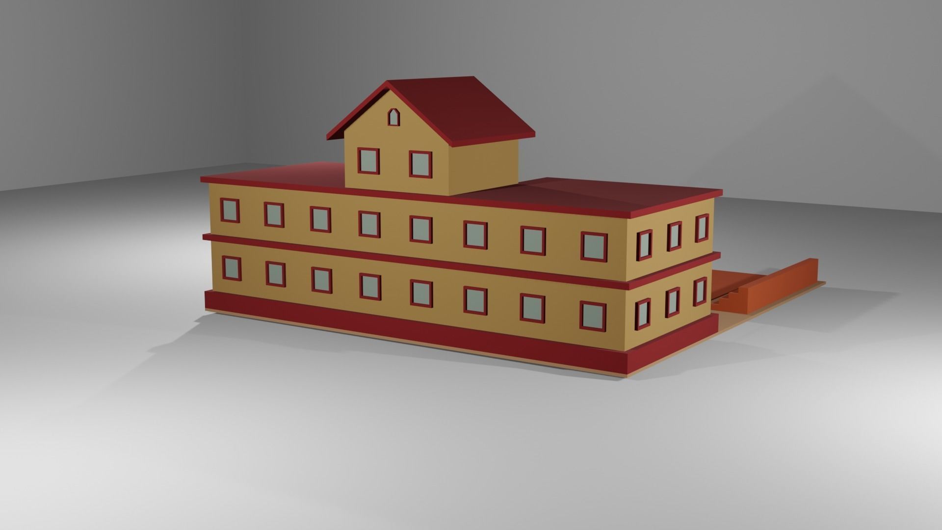 3D model Low Poly School house with trees VR / AR / low-poly | CGTrader