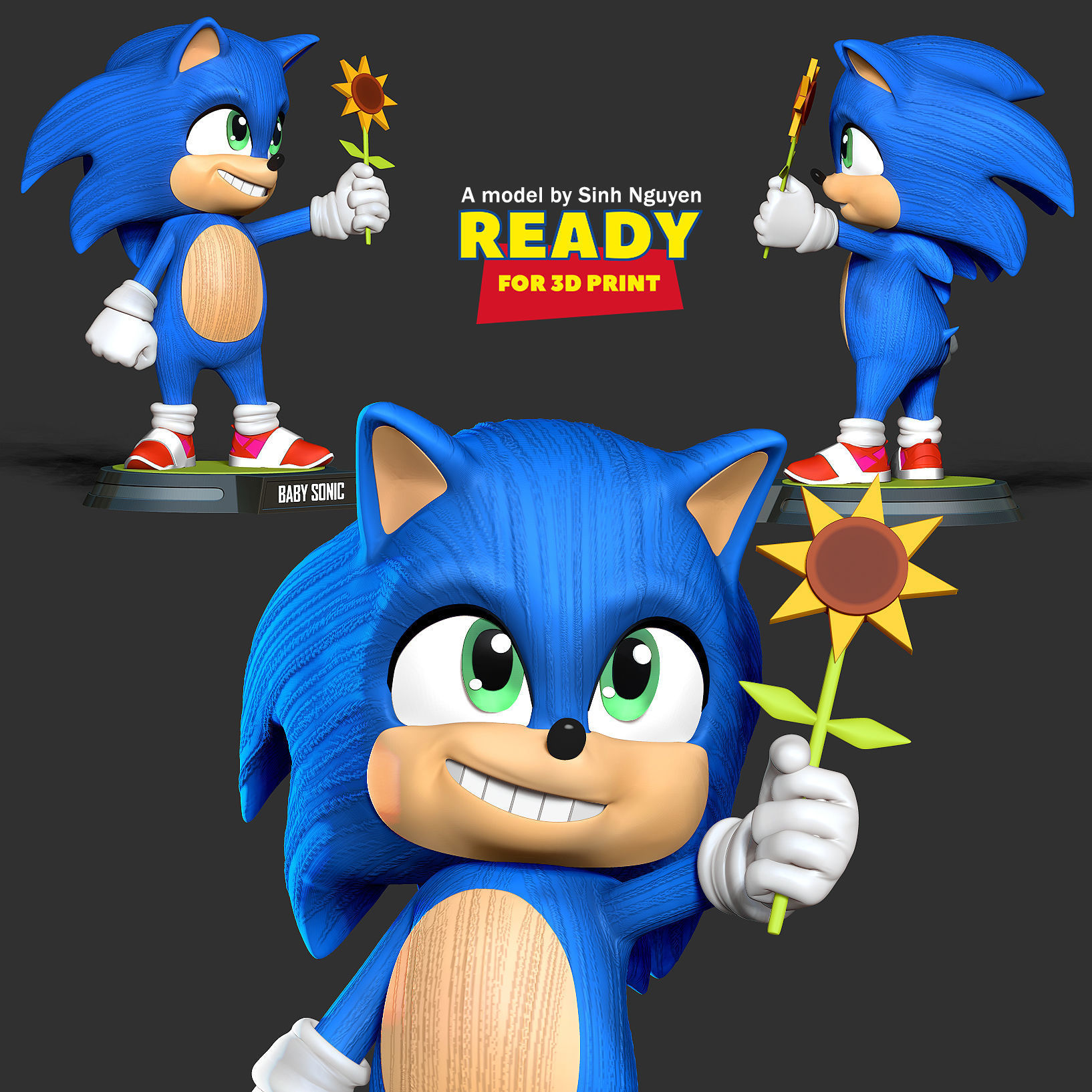 Baby Sonic 3D model 3D printable | CGTrader