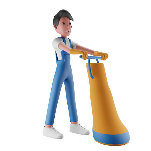3D model boy cleaning the dust VR / AR / low-poly | CGTrader